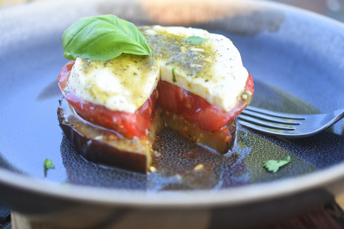 Grilled Eggplant Tomato Stacks